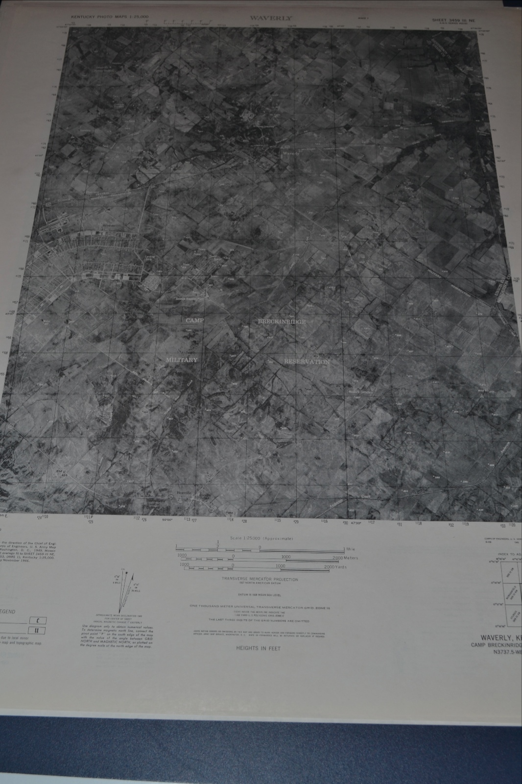 1940's Army topo map Waverly Kentucky -Sheet 3459 III NE Camp ...