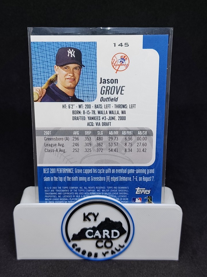 JASON GROVE 2002 Bowmans Best Game Used Bat .297 Average RED Yankees | eBay