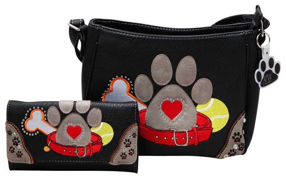 Dog Paw Print Handbag Crossbody Purse Wallet Shoulder Bag Western Style ...