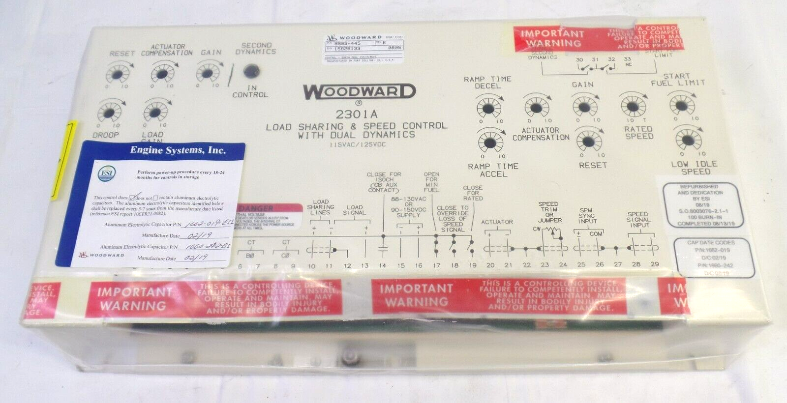Woodward Load Sharing & Speed Control Module 2301A 9903-445 Rev E, LOOK ...