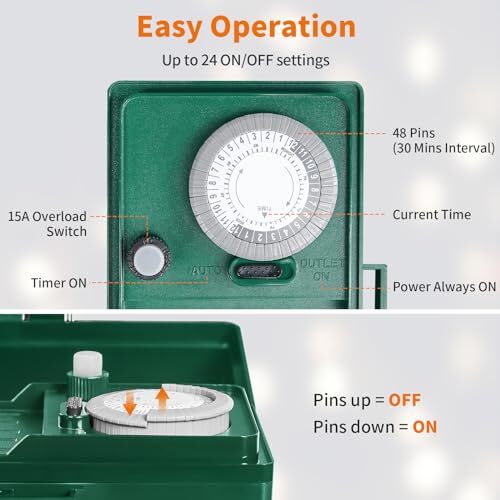 Outdoor Power Stake Timer, 24-Hour Mechanical Light Mechanical Timer ...
