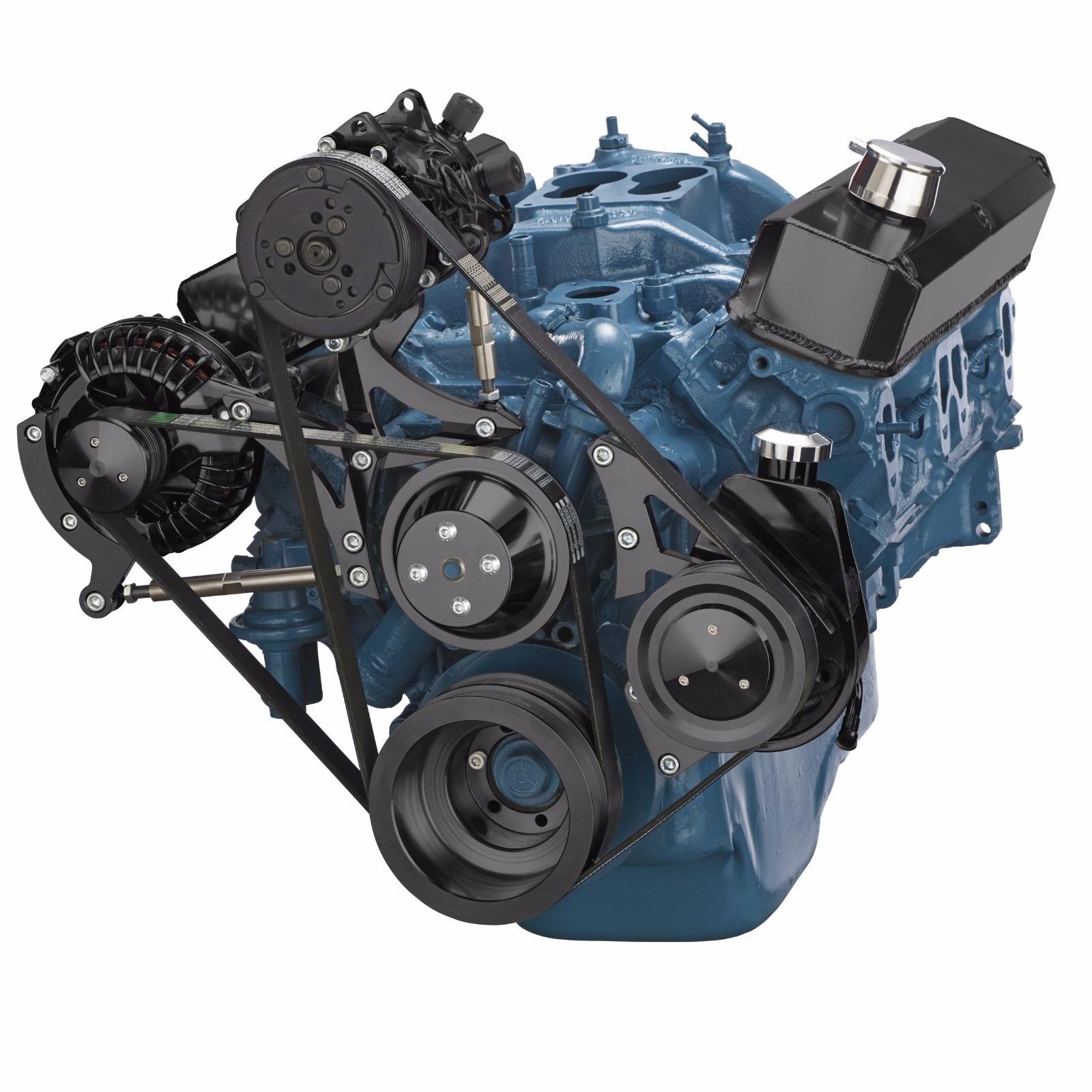 Black Small Block Chrysler Serpentine Pulley Kit 340 360 Mopar Air ...