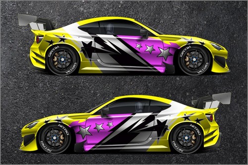 Car Side Wrap Stars & Stripes Color Sticker Drift Livery Custom ...