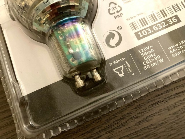 IKEA LEDARE Gu10 LED Bulb 600 LM 7.5 W Warm Dimmable 2700k 103.632.36 ...