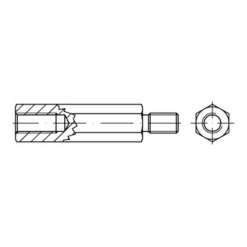 6kt.-Abstandsbolzen 88086 I/A Zn M 6x25 /14x12 SW 880860100060025 (100 ...