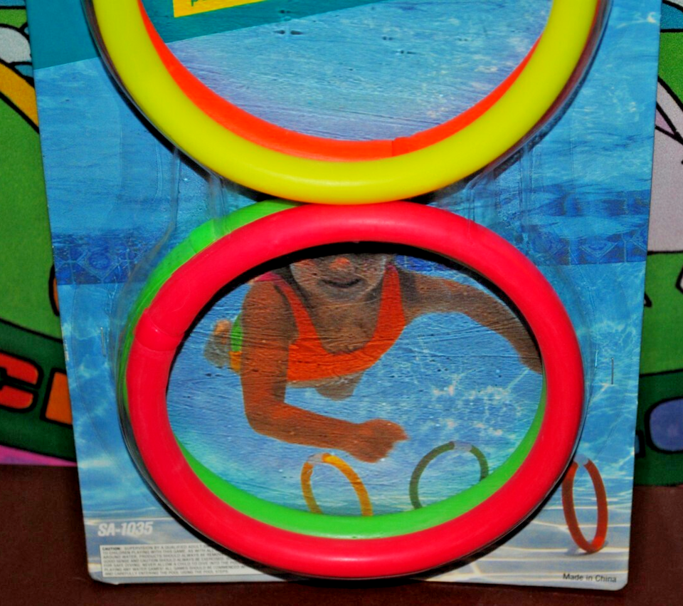 Vintage 1990 Aqua Sealed New Dive Ring 4 Pack Set SA-1035 Multicolor ...
