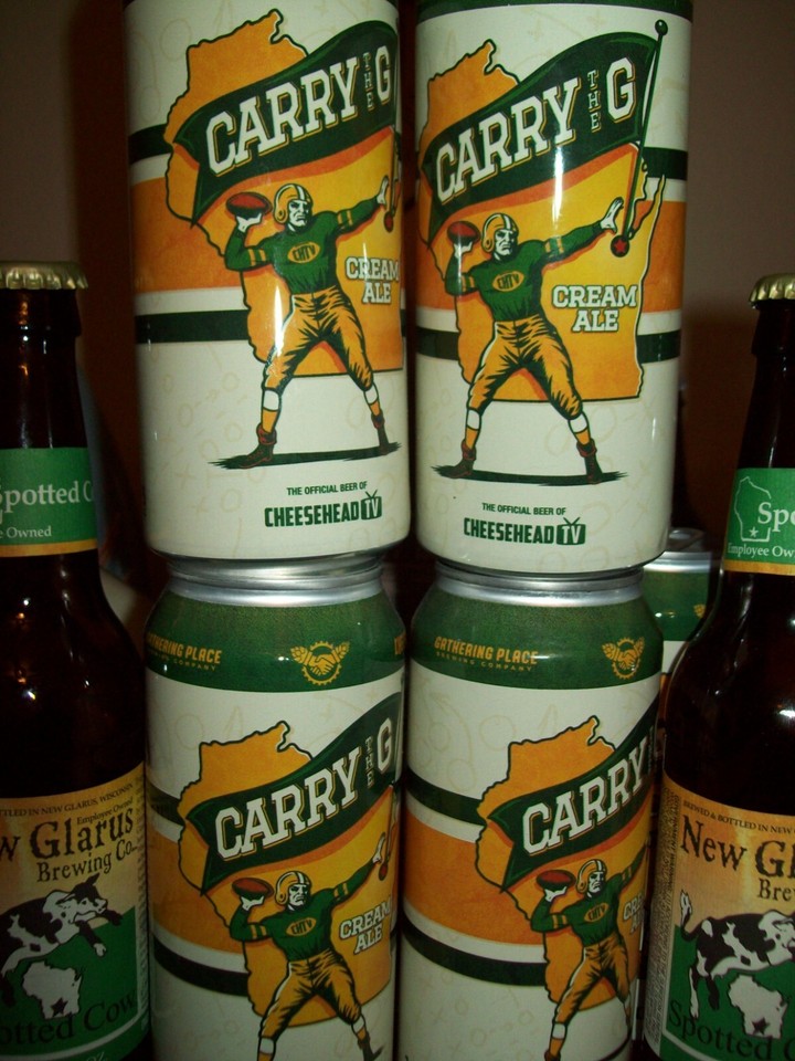 GREEN BAY PACKERS Cheesehead Tv Beer Can, empty -new shape Carry the G ...