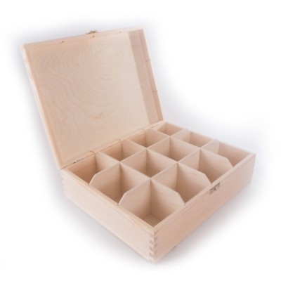 Wooden Storage Box With Lid Clasp & 12 Sections Compartments / Tea Bag ...