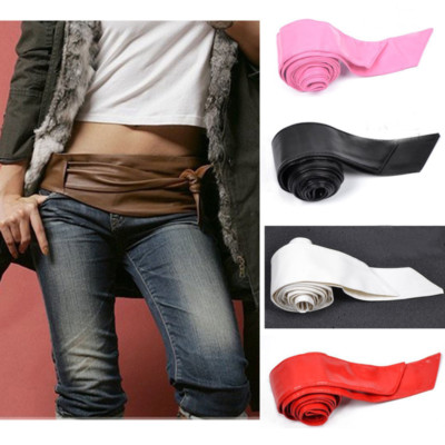 Women Faux Leather Wrap around Waist Belt Women Wide Self Tie Bow ...