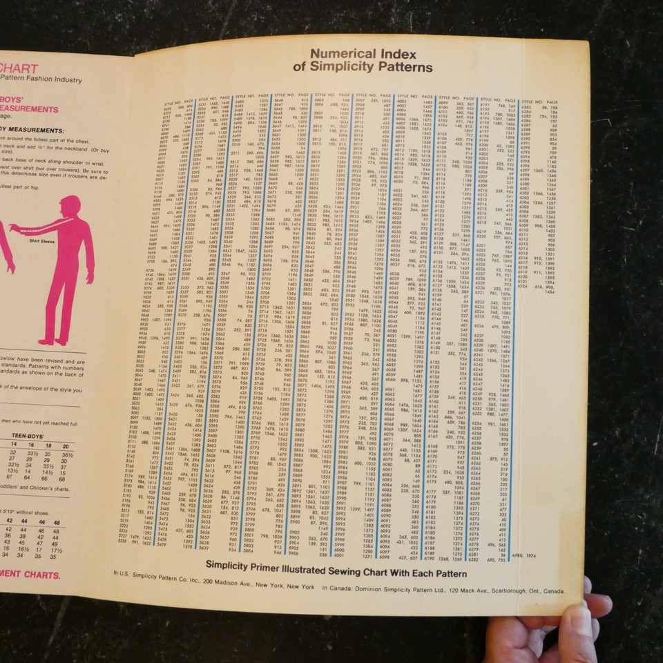 Simplicity Patterns Catalog Large Store Counter Pattern Book April 1974 ...