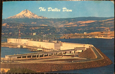 Original Postcard~The Dalles Dam and Mt Hood In the background. Posted ...