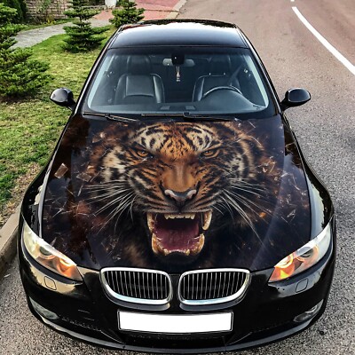 Angry Tiger Car Hood Wrap Decal Vinyl Sticker Full Color Graphic Fit ...