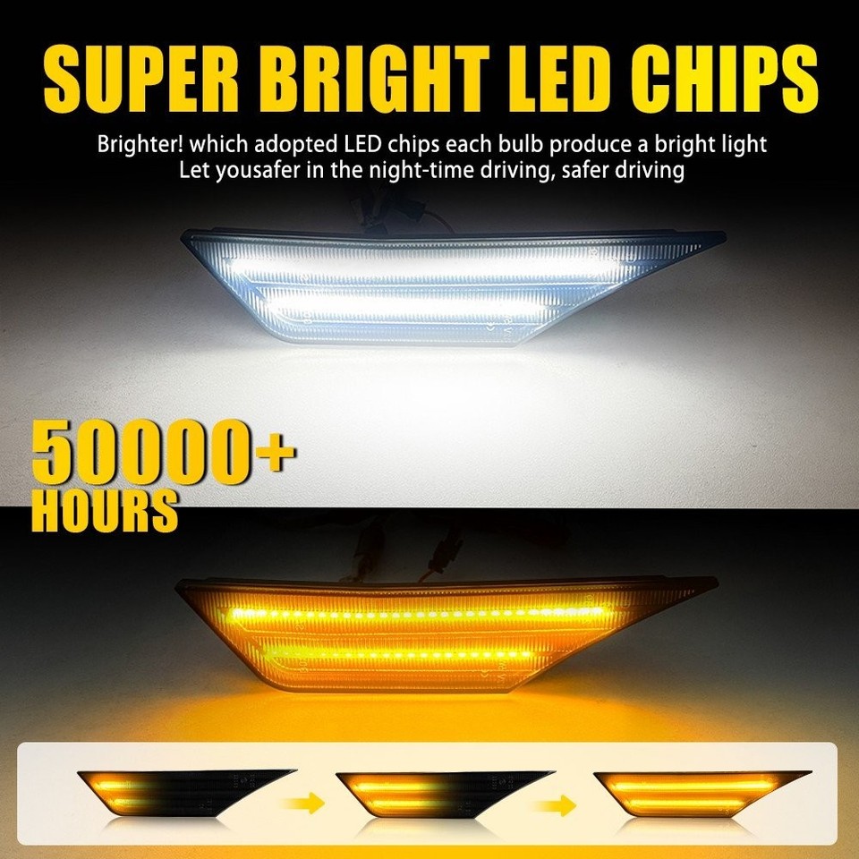 Dynamic LED Side Marker Light Switchback Turn Signal DRL For 16-21 ...