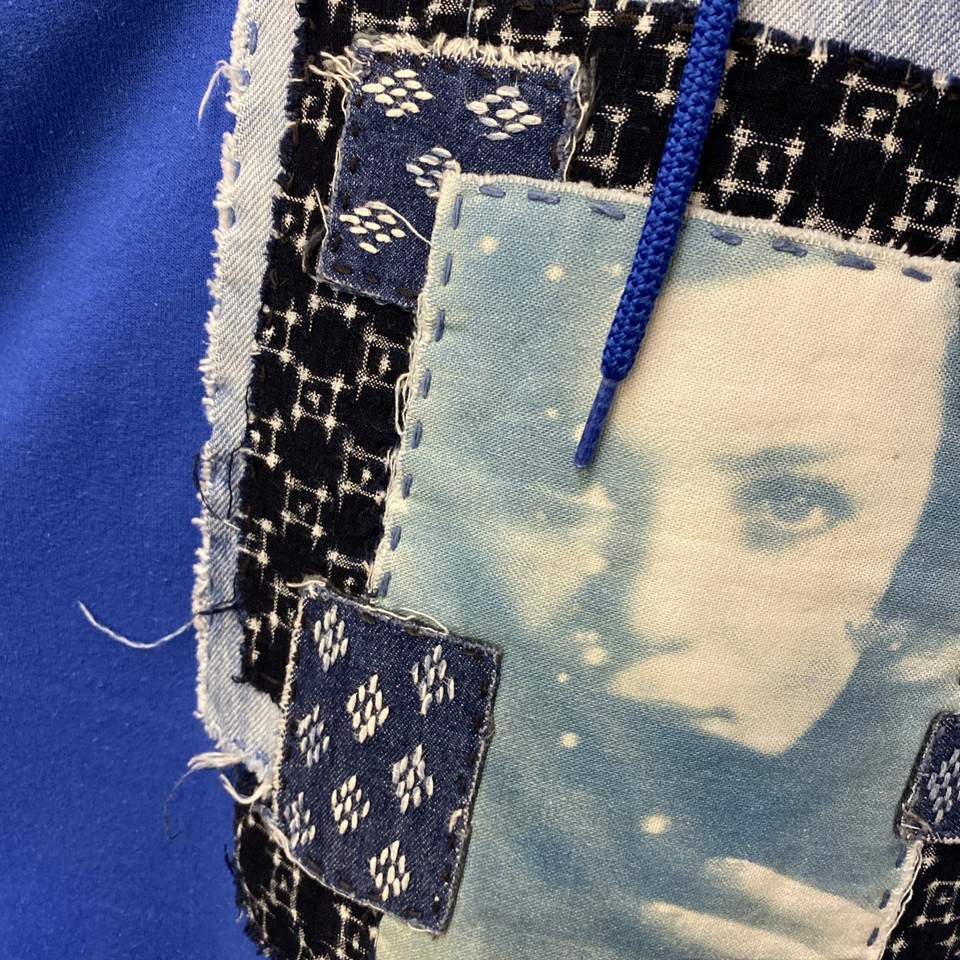 Sashiko Embroidered Hand Sewn Unique Hoodie Size Large | eBay UK