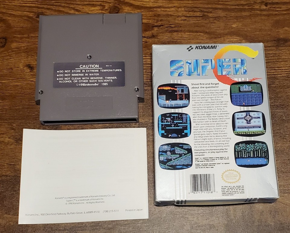 Super C (Contra) NES Nintendo Complete w/ Box + Manual - Tested - Retro ...