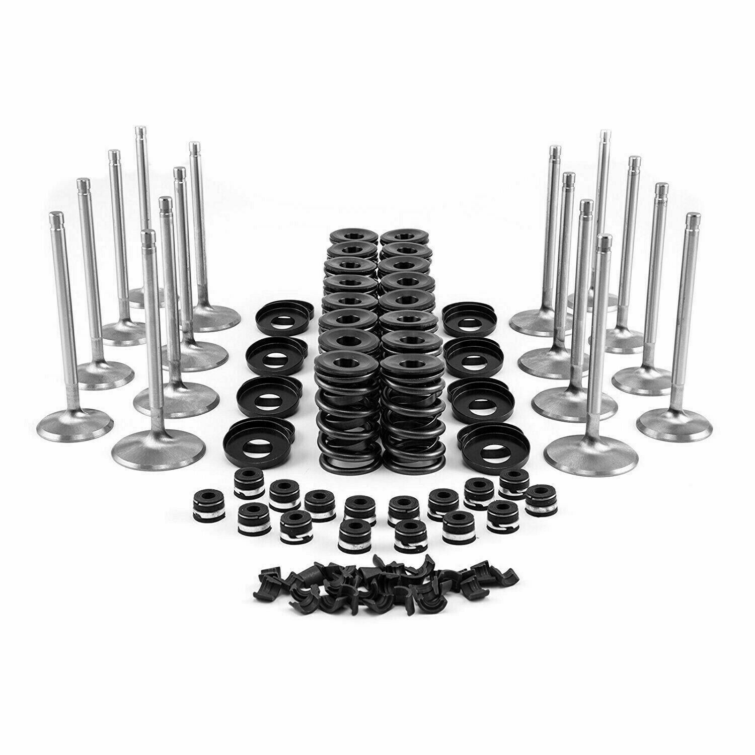 SBC Small Block Chevy 350 Cylinder Heads Build Kit Valves Springs ...