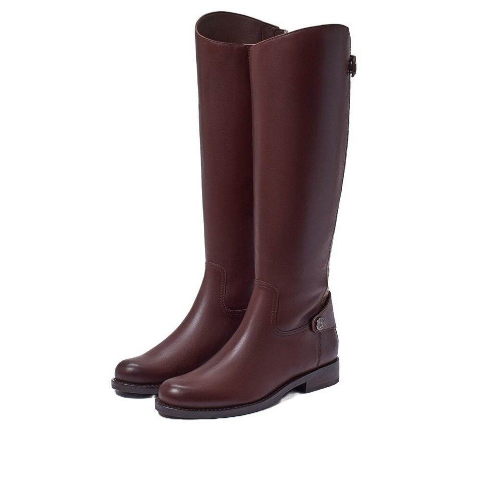 Sam Edelman Mikala Terazzo Brown Leather Block Heel Riding Knee High ...