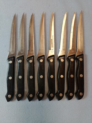 8 Five Star Stainless Steel Steak Knives #14 Showtime Serrated Pre ...