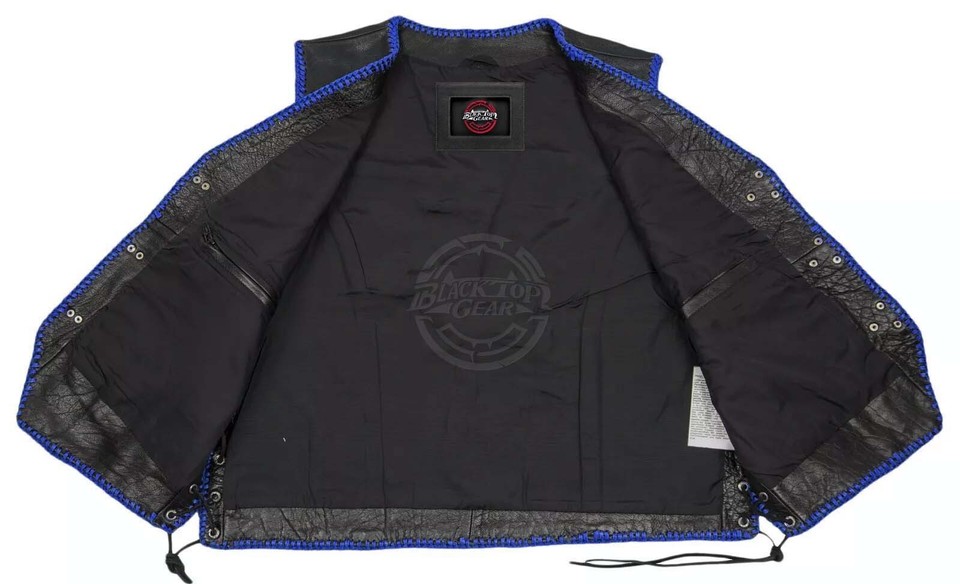 Men's Heavy Duty Genuine Buffalo Leather Biker Vest Rocker Motorcycle ...