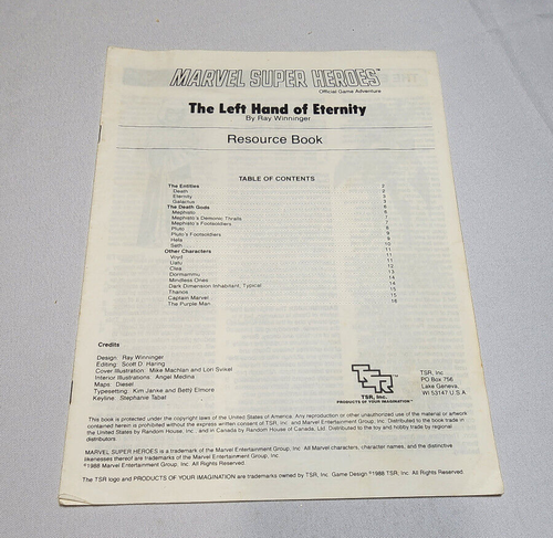 The Left Hand of Eternity (SW) - TSR Marvel Super Heroes Role Playing ...