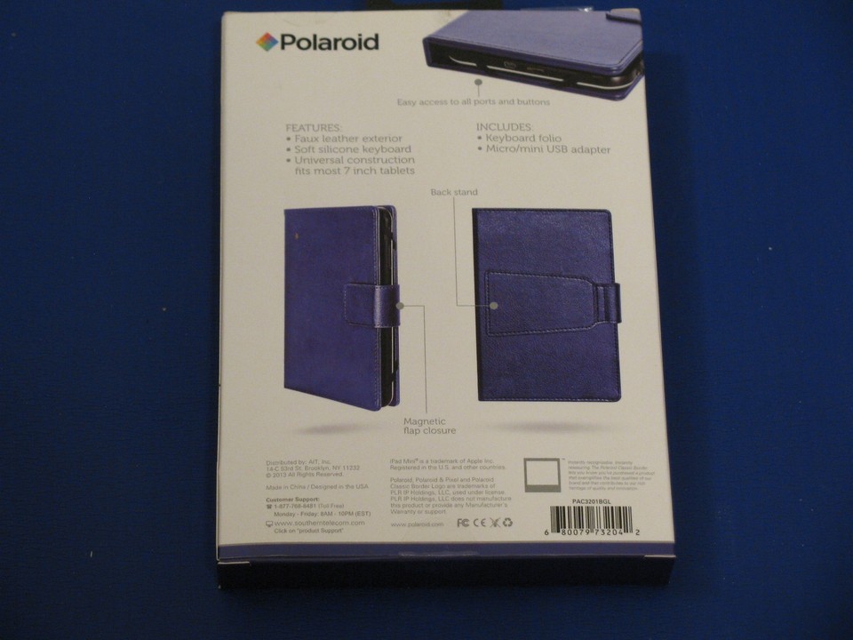 Polaroid 7" Universal Keyboard Folio Stand w/Micro USB connectivity ...