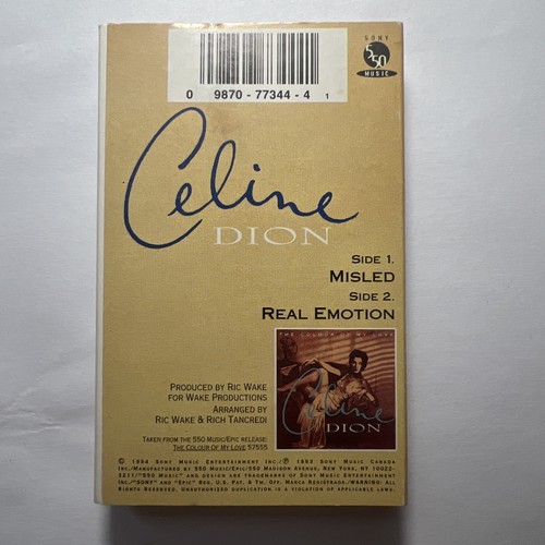 Celine Dion, Misled / Real Emotion (Audio Cassette SINGLE Tape, 1994 ...
