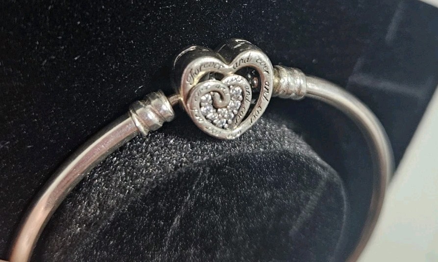authentic pandora bracelet with engrave message in a heart | eBay