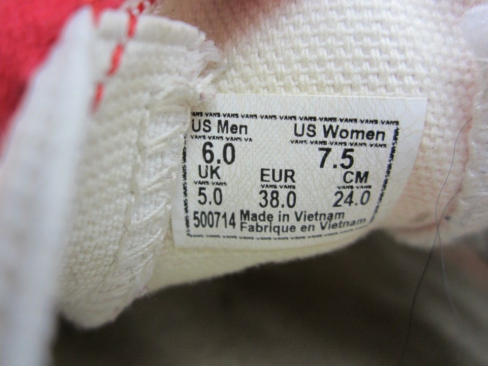 Vans Off The Wall Unisex Skate Shoes Red 500714 Checkered Flames Men's ...