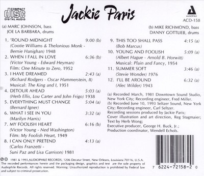 JACKIE PARIS JACKIE PARIS NEW CD 762247215820 | eBay