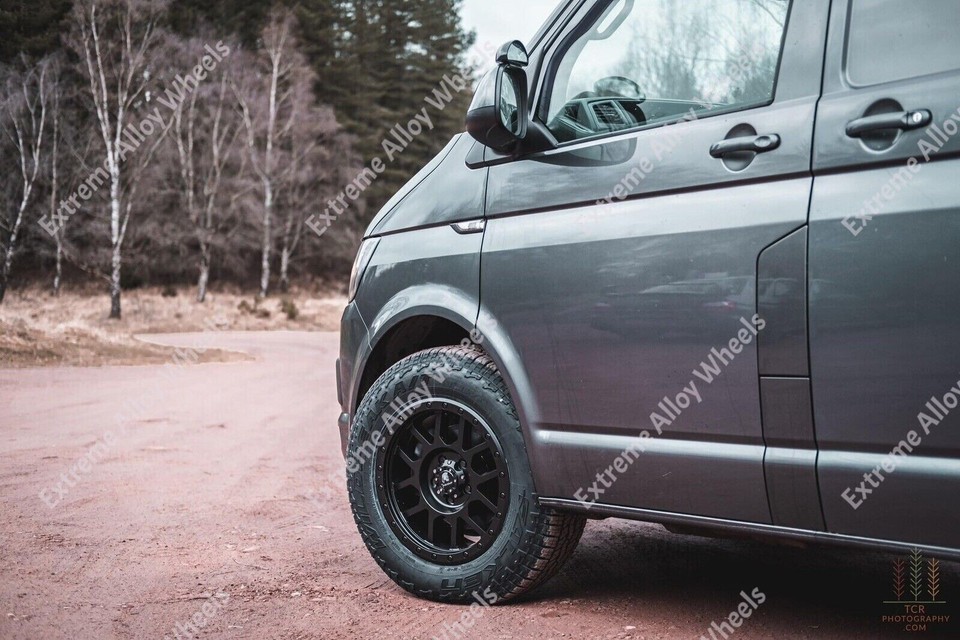 17" Black Kato Alloy Wheels For Volkswagen Crafter 5 Stud + All Terrain ...