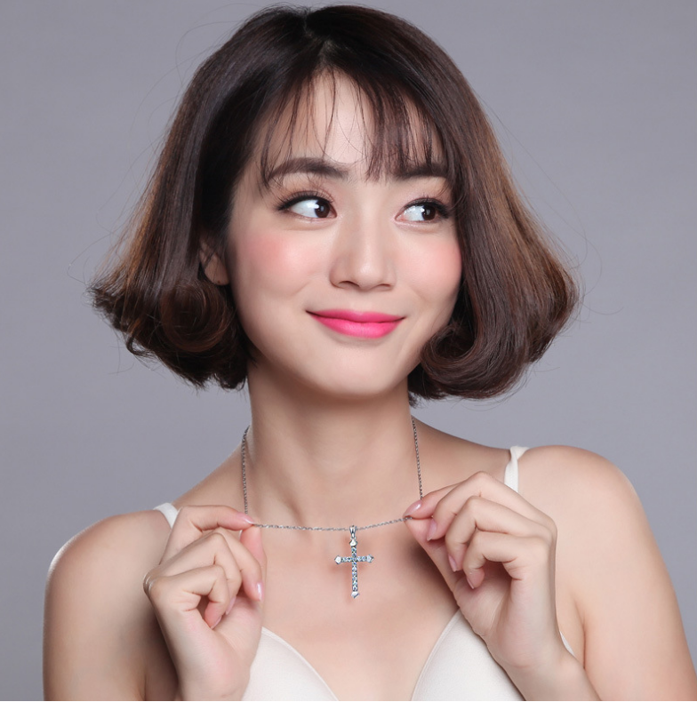 Women Men 925 Sterling Silver CZ Crystal Cross Pendant Necklace ...