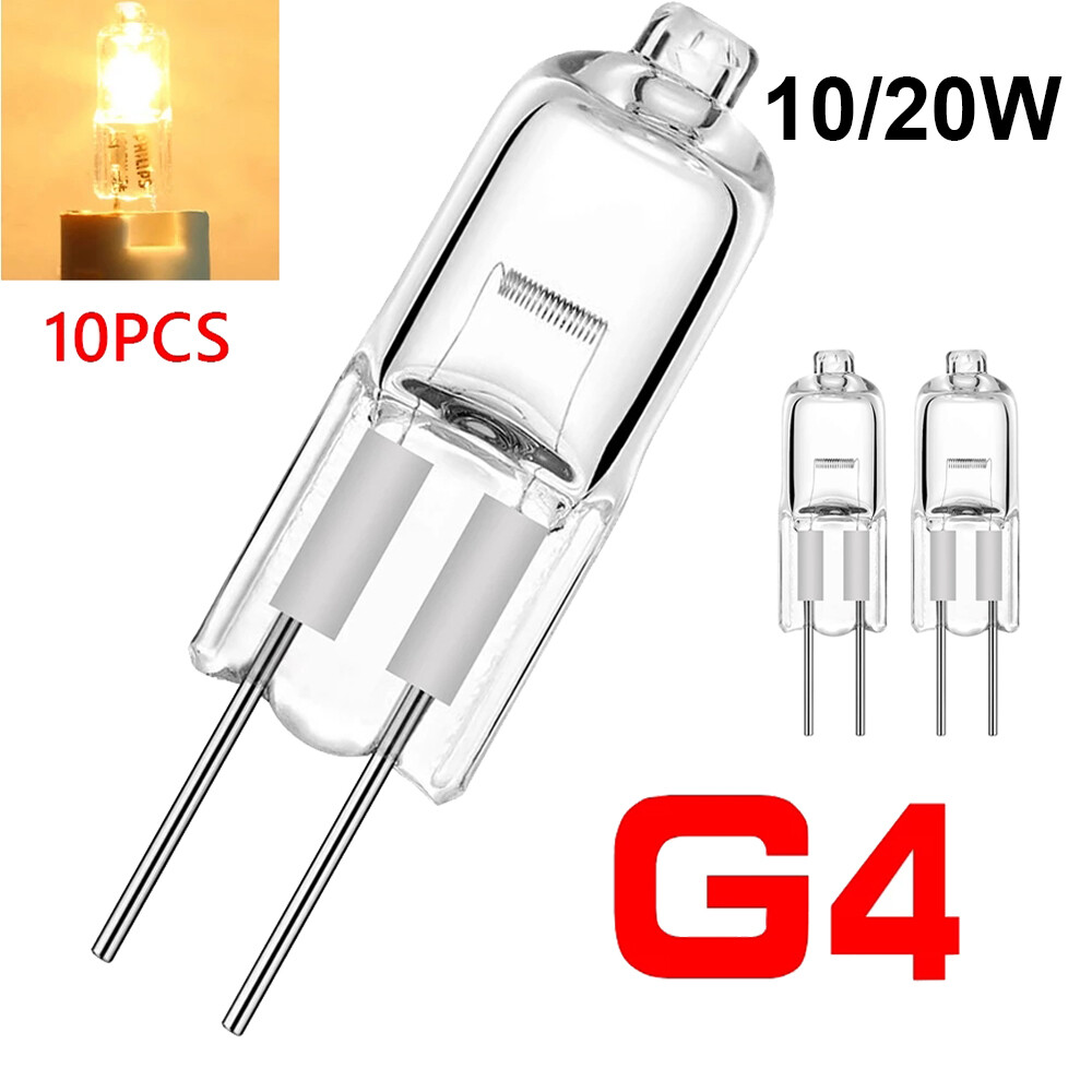 10 x G4 Halogen Capsule Lamps Light Bulbs 10W 20W 12V 2 Pin Replace ...