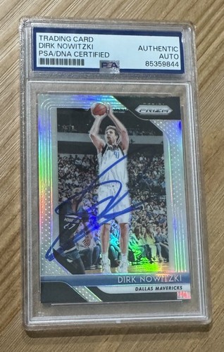 Dirk Nowitzki Autograph Signed 2018 Panini Prizm Silver PSA DNA Dallas ...