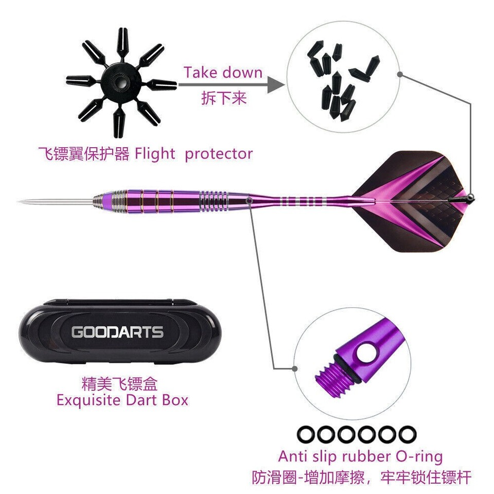 3Pcs Steel Needle Tip Darts Set Professional Competition Tungsten With ...