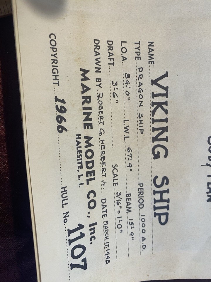 Vintage 1966 - Marine Model Co. VIKING SHIP Wood Kit No 1107 - USED ...