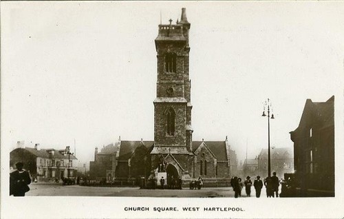REAL PHOTOGRAPHIC POSTCARD OF CHURCH SQUARE, WEST HARTLEPOOL, COUNTY ...