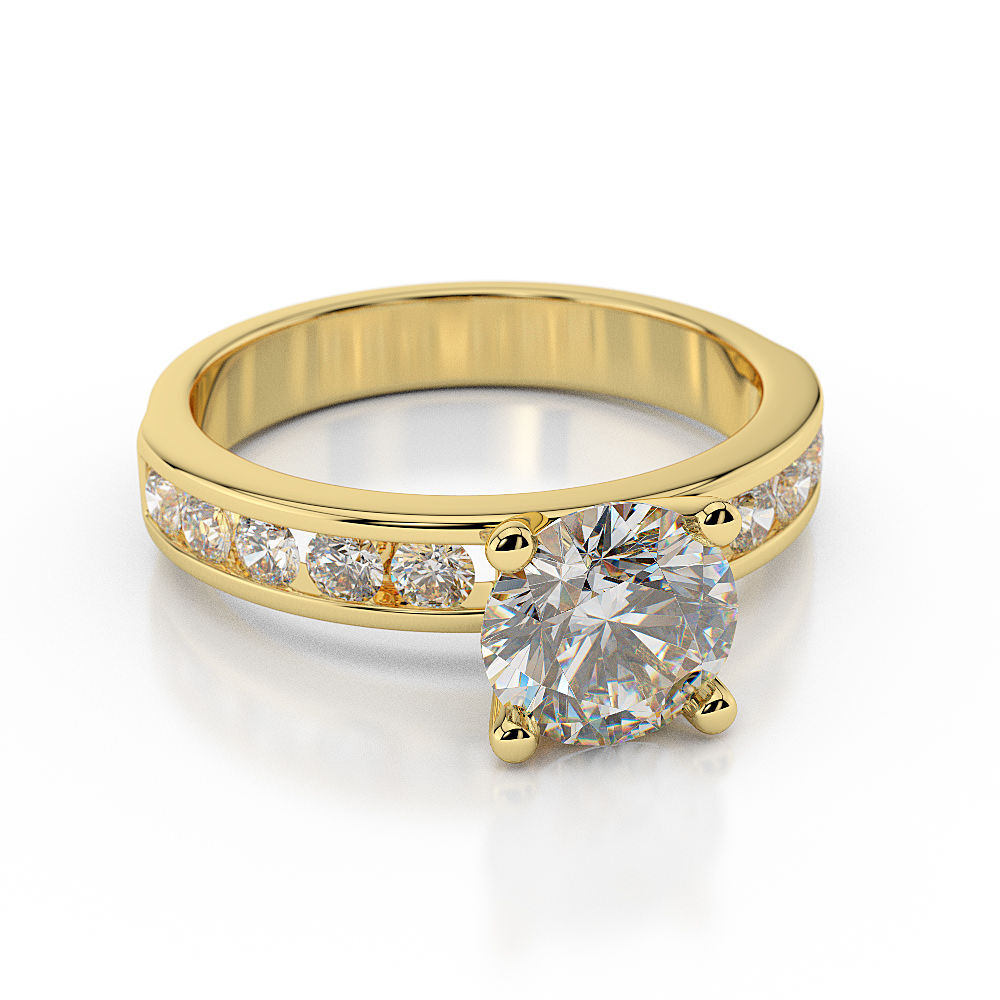 Shiny 18K White Gold Round Cut Diamond Engagement Ring 3.10 CT E-F/SI1 ...