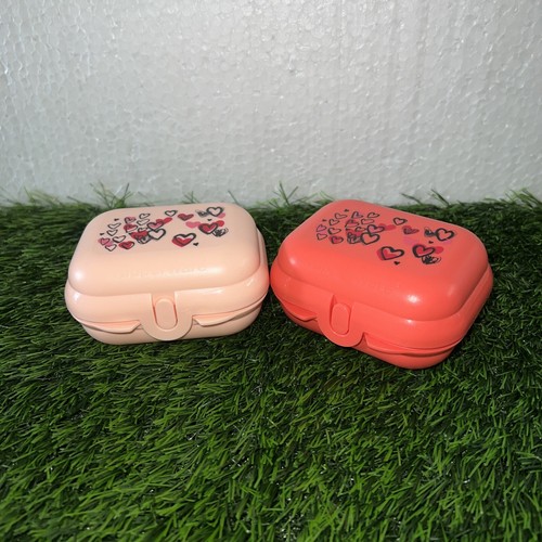 Tupperware Oyster Cases Packables Set of 2 Small Lunch Box Red Pink ...