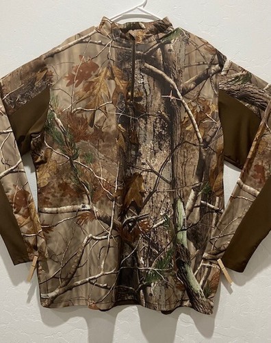 Mens RealTree Camouflage Hunting Shirt XL 1/4 Zip Pullover Long Sleeve ...