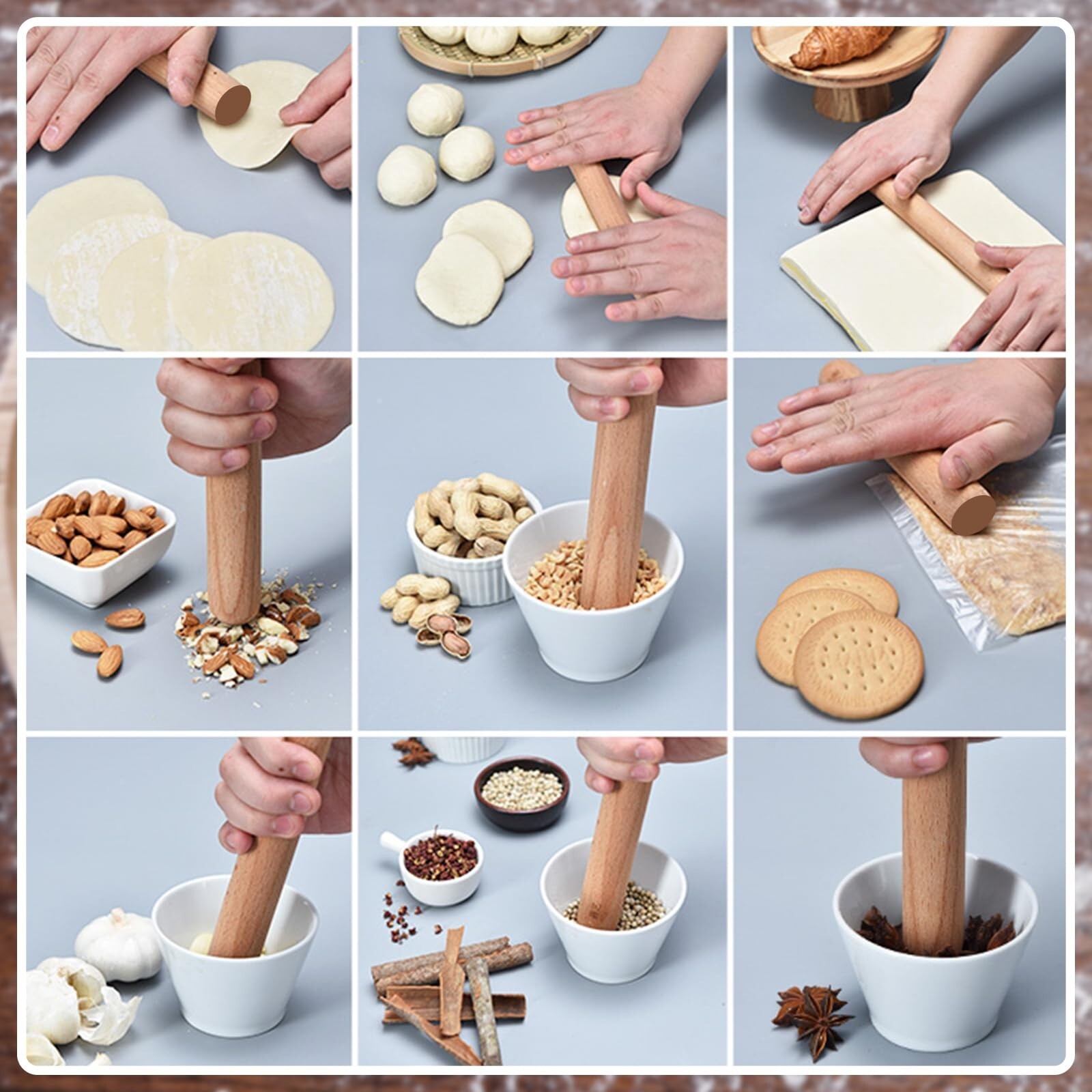Small Wooden Rolling Pin, Dumpling Dough Roller Wooden Mini Rolling ...