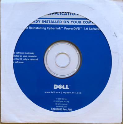 Dell Software CD For Reinstalling Cyberlink PowerDVD 7.0 Software ...