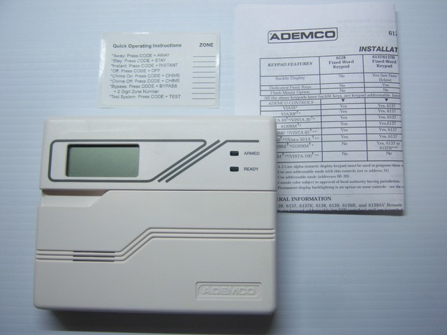 Ademco 6128 Fixed English Keypad w/Screw Terminals Cmptl w/Wire Harness ...