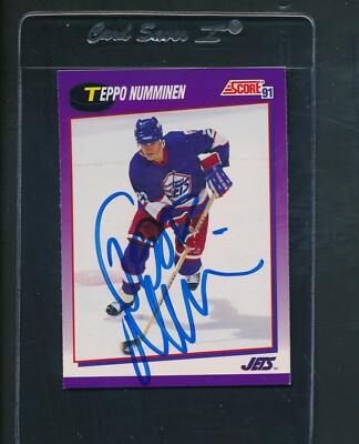 1991/92 Score #101 Teppo Numminen Jets Signed Auto *B1547 | eBay