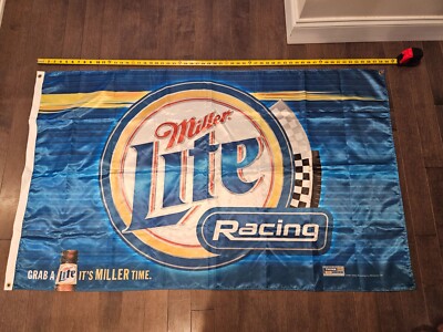 Large Miller Lite Racing Flag for Mancave, Garage, Bar, Lounge. Size: 3 ...
