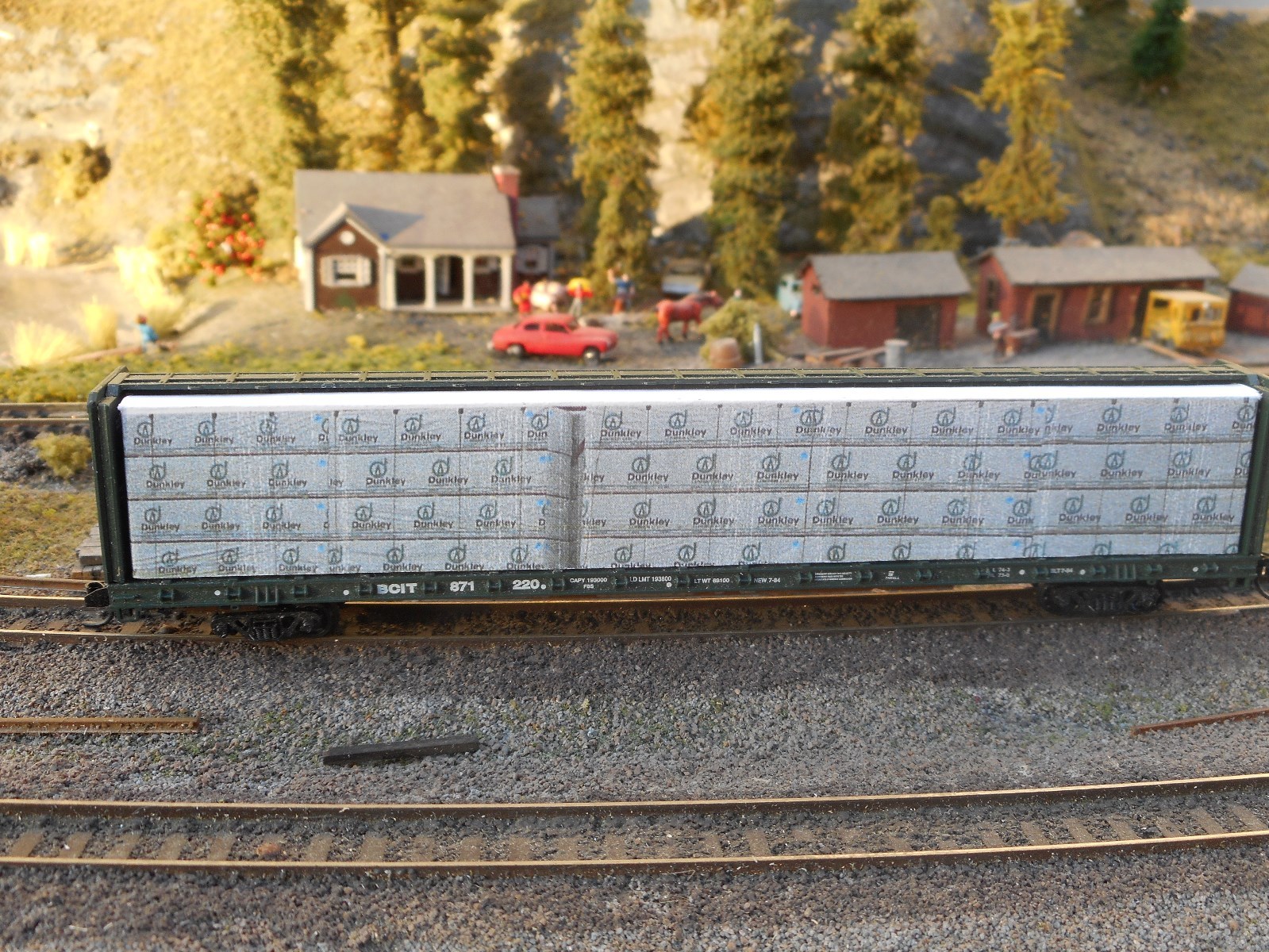 N Scale Load for 73' Center Beam Flat Car 2 for 1 Dunkley Logo | eBay