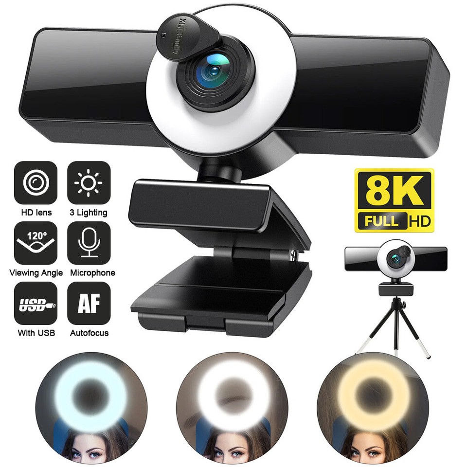Webcam 8K 4K 2K 1K Full HD Webkamera USB mit Mikrofon Autofocu WebCamera 30FPS | eBay