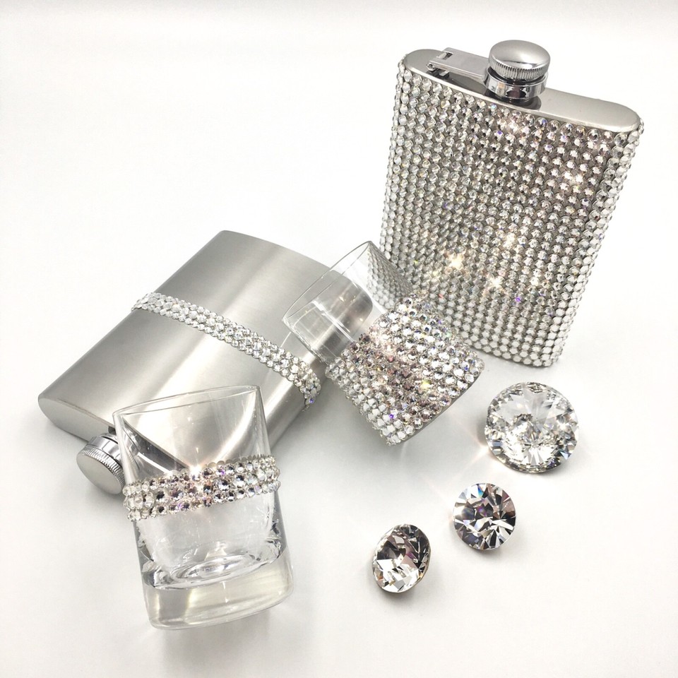 BLING Hip Flask handmade with Swarovski Crystals Bedazzled Rhinestone ...
