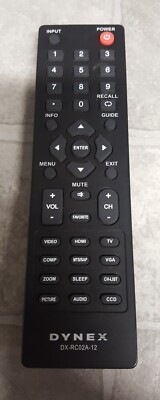 DYNEX DX-RC02A-12 TV REMOTE CONTROL NO BATTERIES | eBay