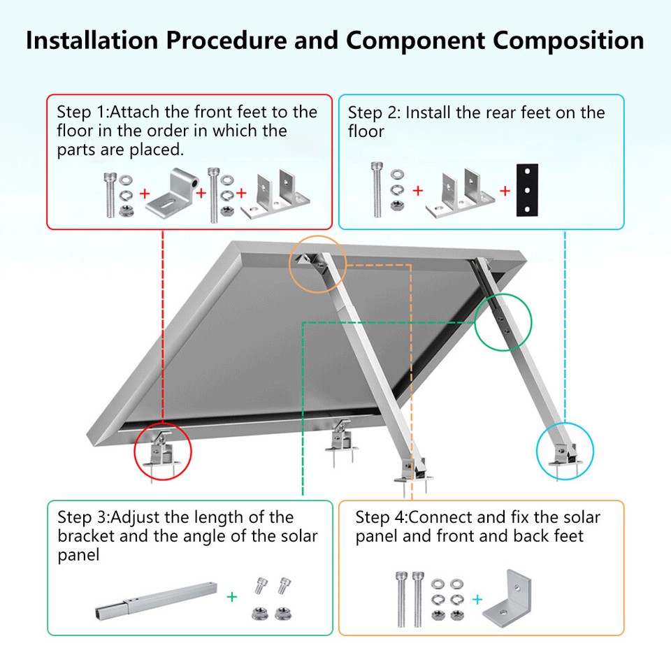 2/4/6x Roof Adjustable Solar Panel Mounting Brackets Kit System for ...