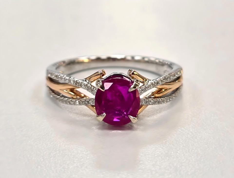 Rare 1.42ct Burma Ruby Natural Unheated Red Ruby Mogok & Diamonds Ring ...